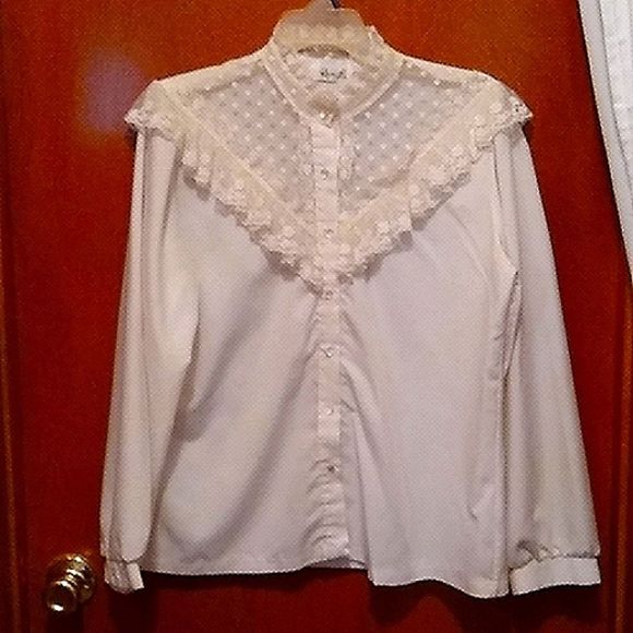 Rhoda Lee | Tops | Vintage Rhoda Lee Long Sleeve Cream Colored Lace ...